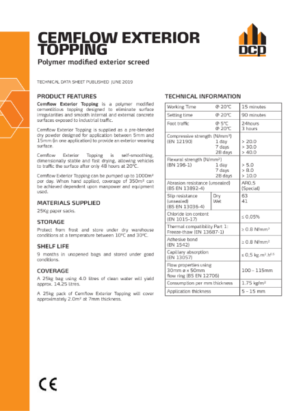 Cemflow Exterior Topping TDS | NBS Source