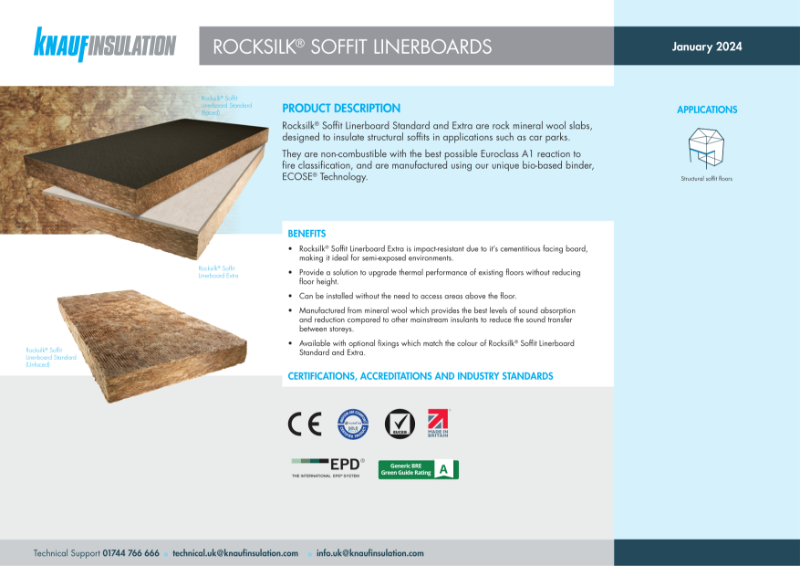 Knauf Insulation Rocksilk® Soffit Linerboard - Product Datasheet | NBS ...