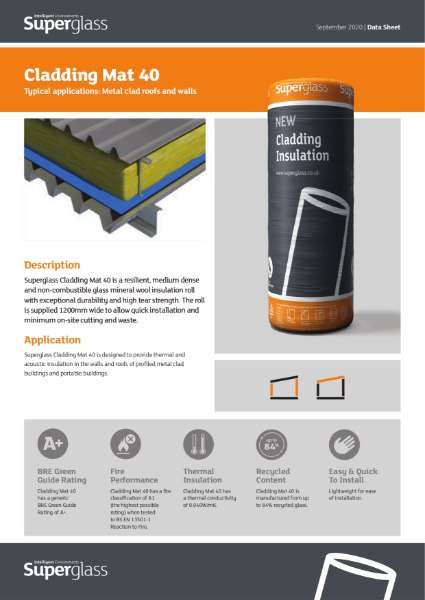 Superglass Cladding Insulation | NBS Source