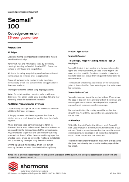 Seamsil® 100 for Cut Edge Corrosion 15 year BBA | HD Sharman Ltd. | NBS ...