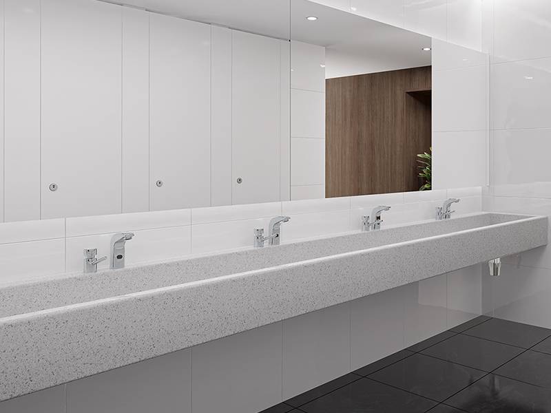 Solid Surface Flat Bottomed Wash Trough With Tap Deck - WT3 | NBS Source