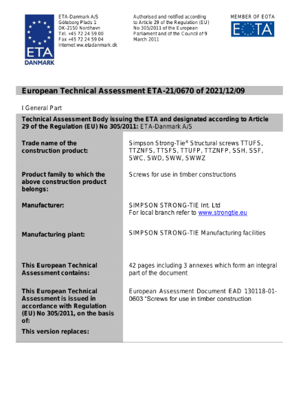 TT: European Technical Assessment | Simpson Strong-Tie | NBS Source