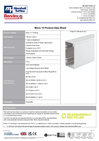 Mono 10 PVC-U Trunking Product Data Sheet | Marshall-Tufflex Ltd | NBS ...
