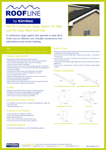Timloc Building Products Continuous Dry Fix Verge System Datasheet ...