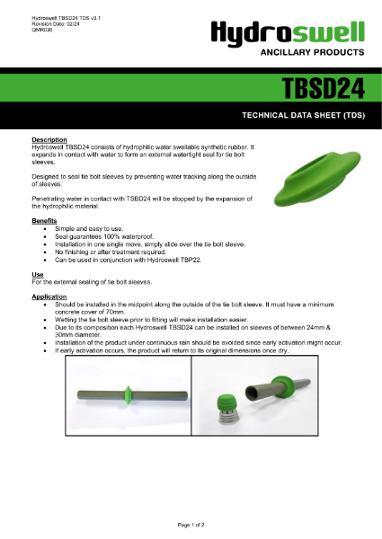 Hydroswell BentoGuard Putty Method Statement | NBS Source