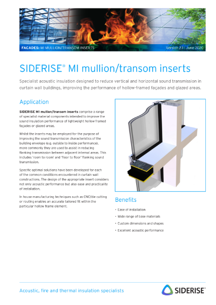 Acoustic inserts for mullions/transoms v2.1 | Siderise Group | NBS Source