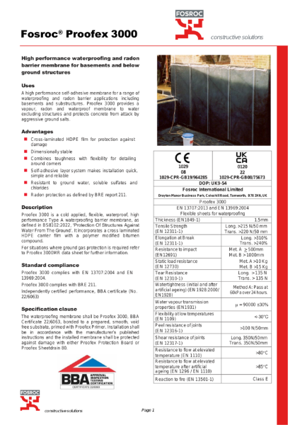 Proofex 3000 | Fosroc International Limited | NBS Source