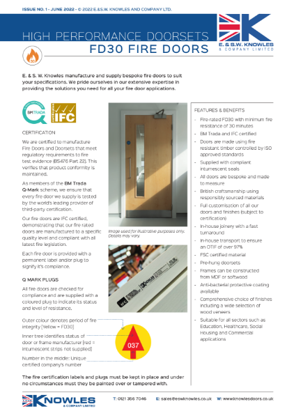 Acoustic Doors Data Sheet | Knowles – Part of Sentry Doors | NBS Source