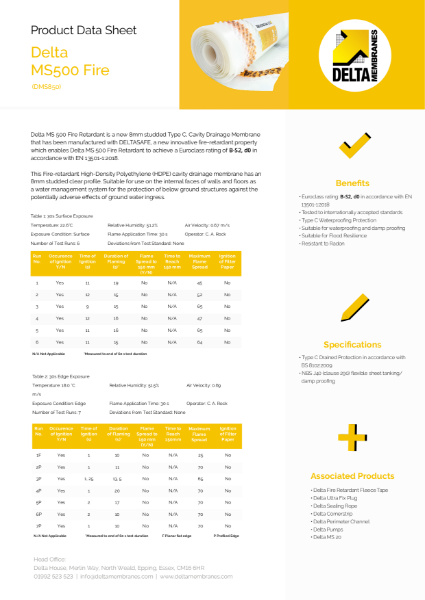 Delta MS 500 Fire Retardant Membrane | Delta Membrane Systems Ltd | NBS ...
