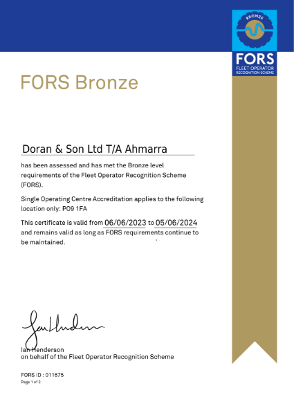 Fleet Operator Recognition Scheme (FORS) | Ahmarra Door Solutions Ltd ...