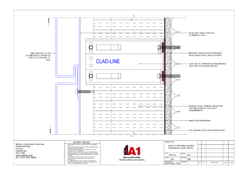 Unity A1 PS-02 Horizontal Joint Technical Drawing | Metalline ...