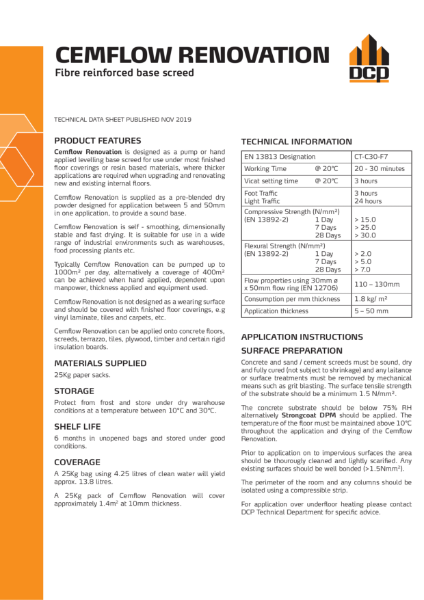Cemflow Renovation TDS | NBS Source