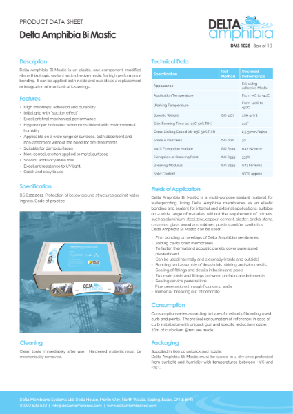 Delta Amphibia Bi Mastic Product Data Sheet | NBS Source