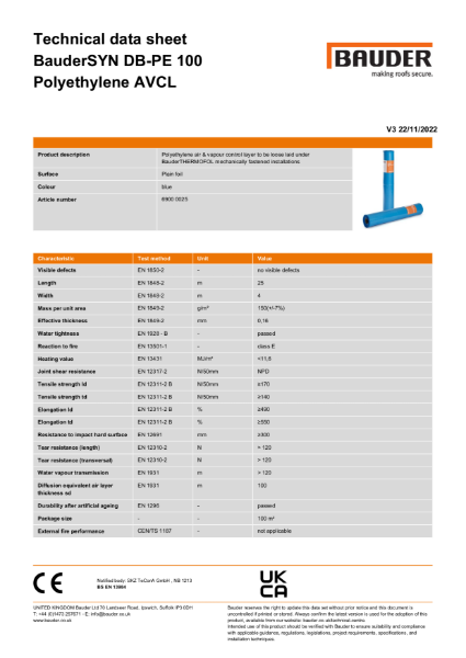 BauderSYN DB-PE 100 Polyethylene AVCL | NBS Source