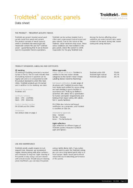 Troldtekt Acoustic Panels - Cement-bonded wood wool | Troldtekt A/S | NBS Source