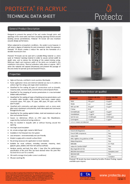 FR Acrylic - Fire Rated Sealant | Protecta (Polyseam Ltd) | NBS Source