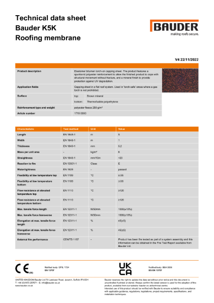 Bauder K5K Roofing Membrane (Brown) | NBS Source