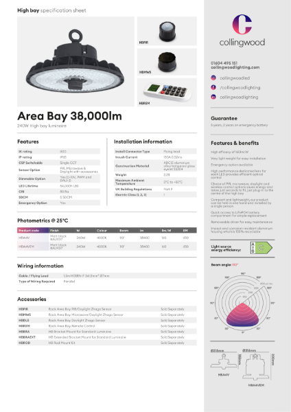 HBA4V Datasheet | Collingwood Lighting | NBS Source