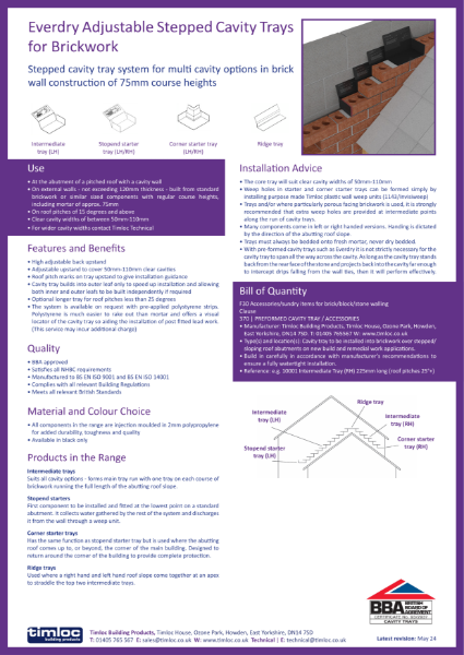 Timloc Building Products Everdry Adjustable Cavity Trays - Brickwork ...