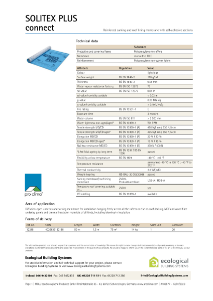 Solitex Plus Connect Techincal Datasheet | NBS Source