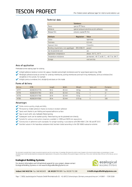 Tescon Profect Technical Datasheet | NBS Source