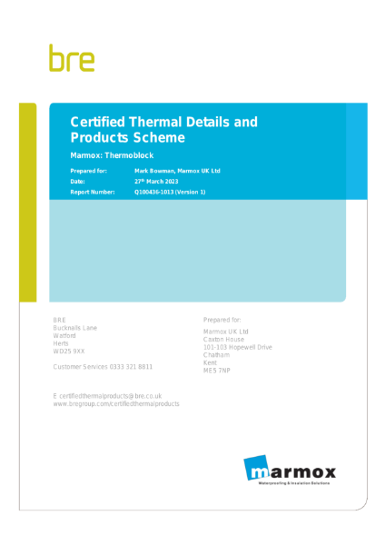 BRE Certified Thermal Details for Marmox Thermoblock | Marmox (UK) Ltd ...