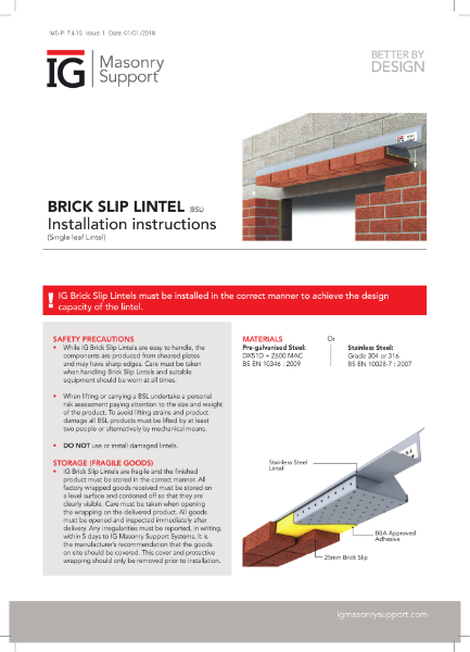 GMS BSL Installation Instructions | IG Masonry Support Ltd | NBS Source