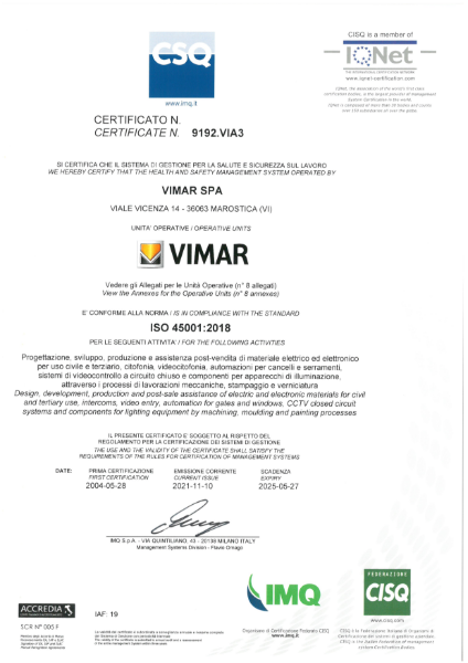Health & safety | Vimar SpA | NBS Source