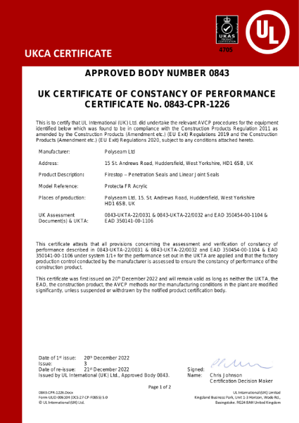 Protecta FR Acrylic UKCA | Protecta (Polyseam Ltd) | NBS Source