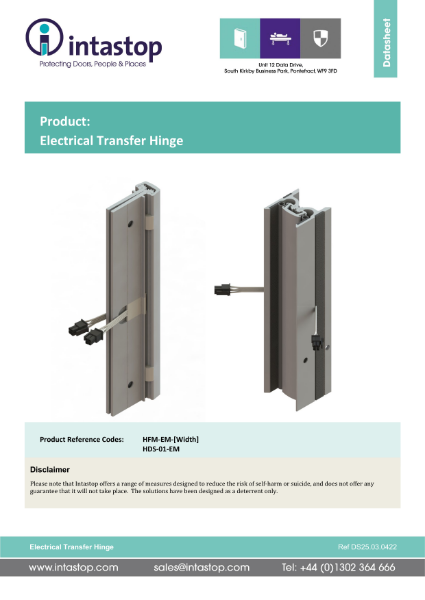 Data Sheet - Electrical Transfer Hinge | NBS Source