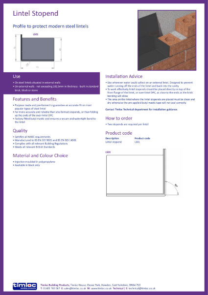 Lintel Stopend | NBS Source