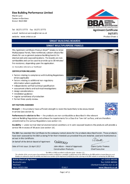 Siniat multi purpose panel BBA | Siniat | NBS Source