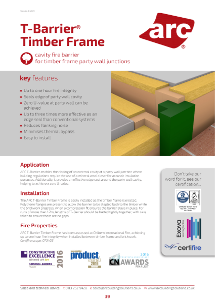 T-Barrier Timber Frame | ARC Building Solutions Limited | NBS Source