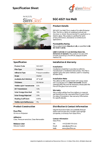 SGC-6521 Ice Melt Specification Sheet | NBS Source