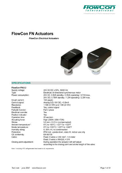 FlowCon FN Actuators | FLOCONTROL LTD | NBS Source