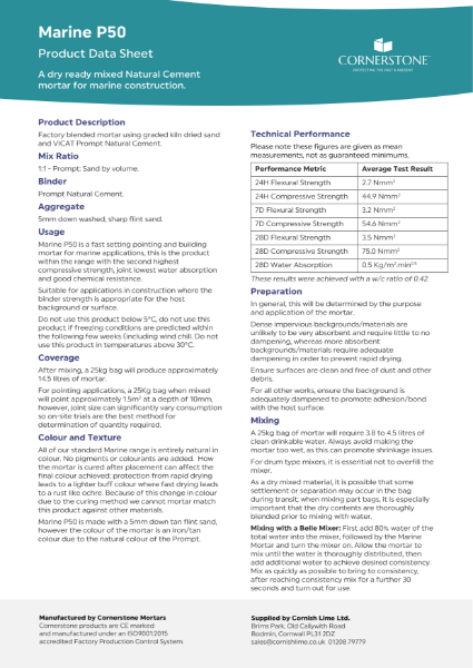 Marine P50 - Product Data Sheet | NBS Source
