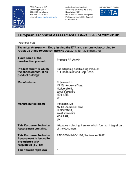 Protecta FR Acrylic ETA | Protecta (Polyseam Ltd) | NBS Source