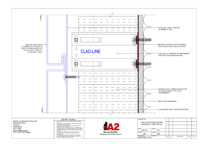 Unity A2 PS-02 Horizontal Joint Technical Drawing | NBS Source