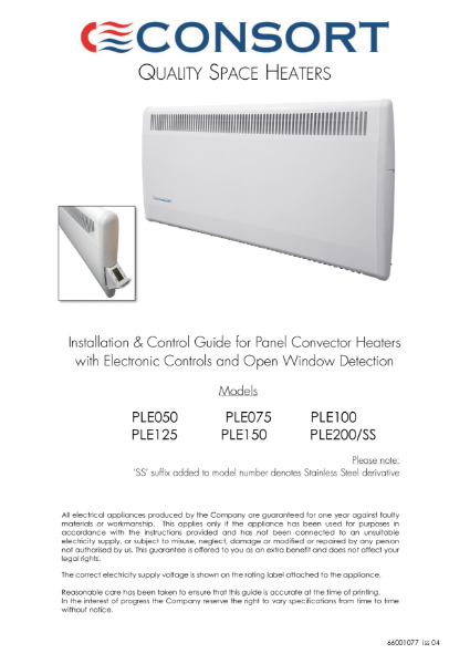 PLE Panel Heater user instructions | NBS Source