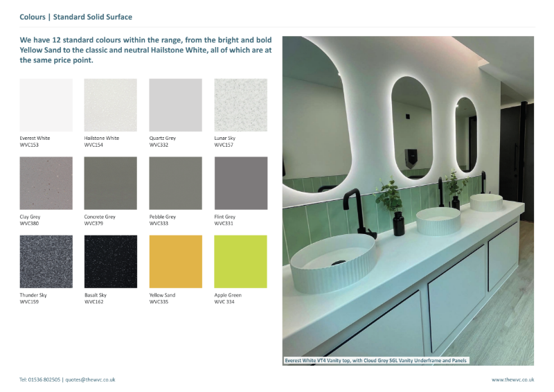 Standard Solid Surface Colours | NBS Source