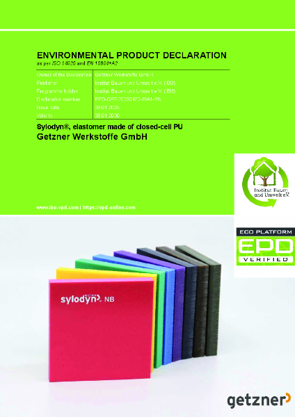 Data Sheet Environmental Product Declaration Sylodyn | Getzner Werkstoffe GmbH | NBS Source