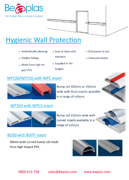 Beplas Hygienic Bump Rails and Wall Protection | Be-Plas Hygienic Walls ...