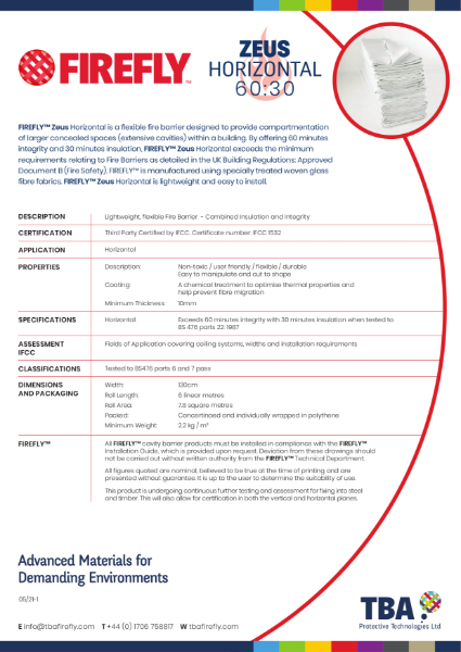 FIREFLY™ Phoenix Smoke & Flame Barrier - Data Sheet | NBS Source