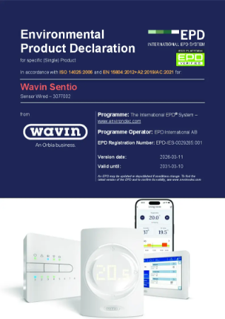 EPD - Wavin Sentio - Sensor Wired – 3077002 | Wavin Ltd | NBS Source