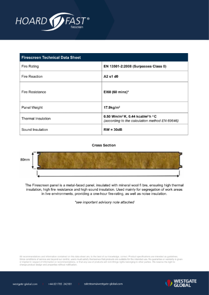 Hoardfast Firescreen Floor-to-Ceiling - Data Sheet | NBS Source