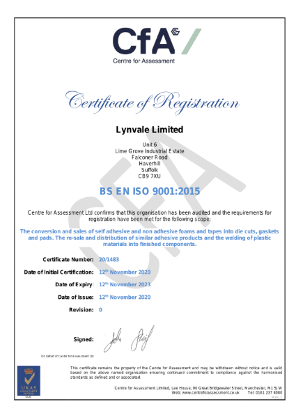 BS EN ISO 9001:2015 | Lynvale Limited | NBS Source