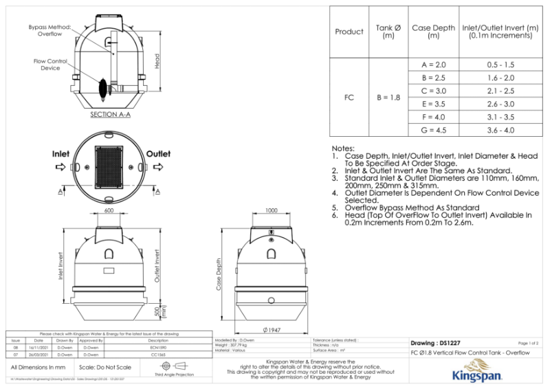 18 Vertical Flow Control Tank Kingspan Klargester Nbs Source