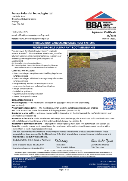 C_BBA Pro-Felt Ultima Anti Root Membrane | Proteus Waterproofing | NBS ...