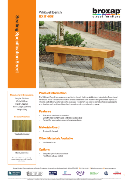Whitwell bench | Broxap Ltd | NBS Source