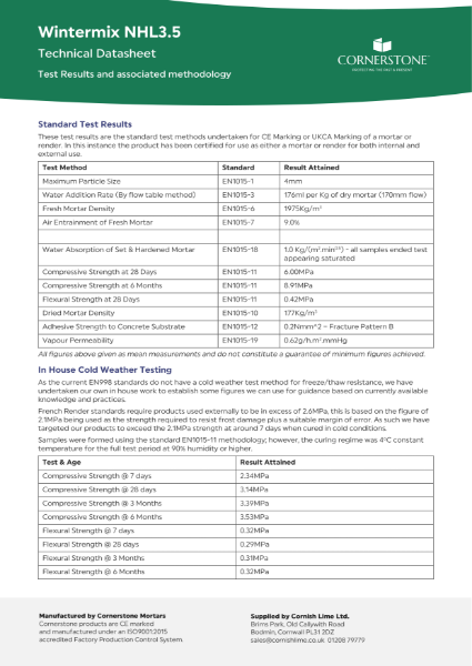 Wintermix NHL3.5 - Technical Data Sheet | Cornerstone | NBS Source